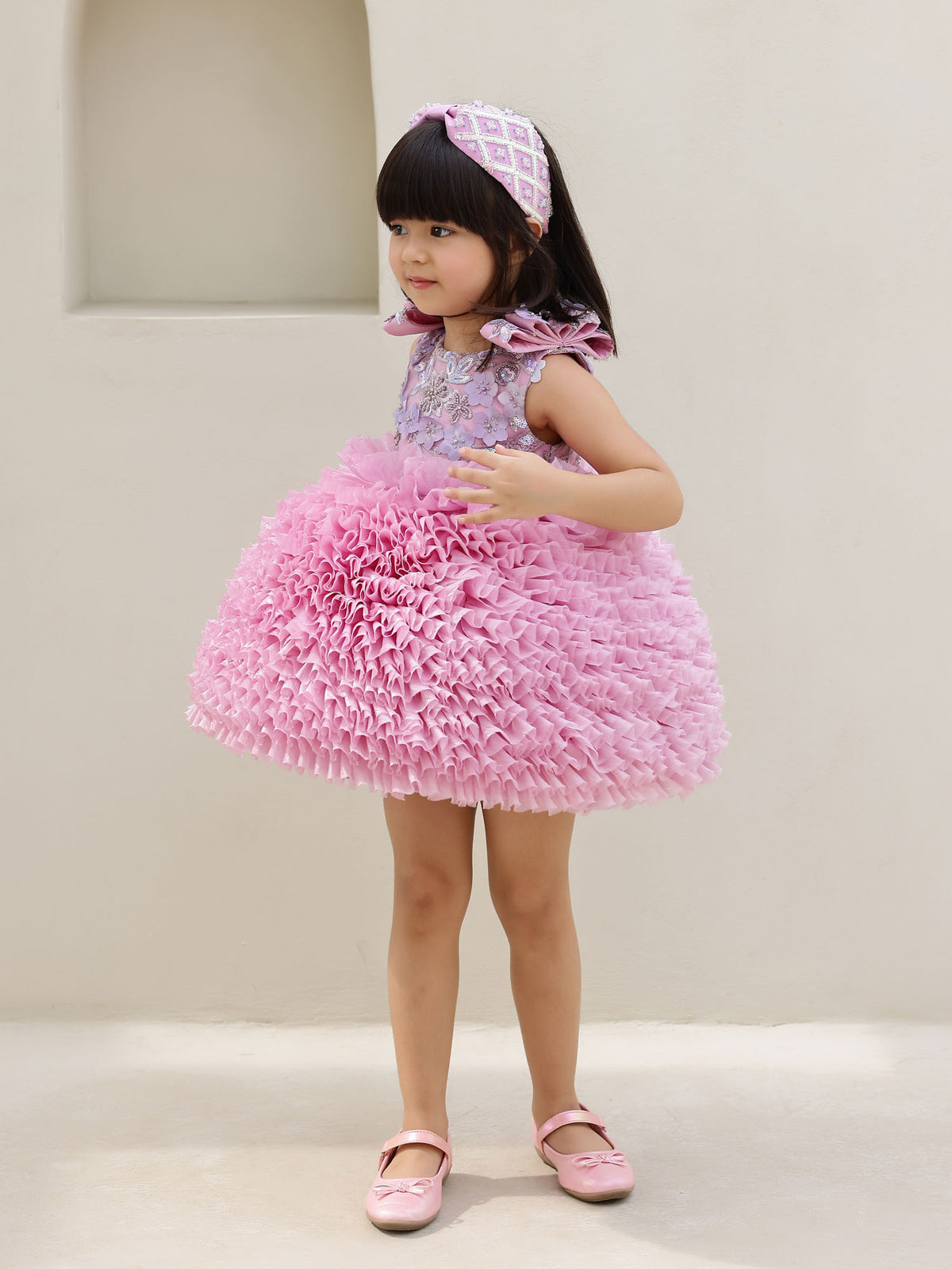 JANYAS CLOSET Mauve Magic Ruffle Barbie Dress