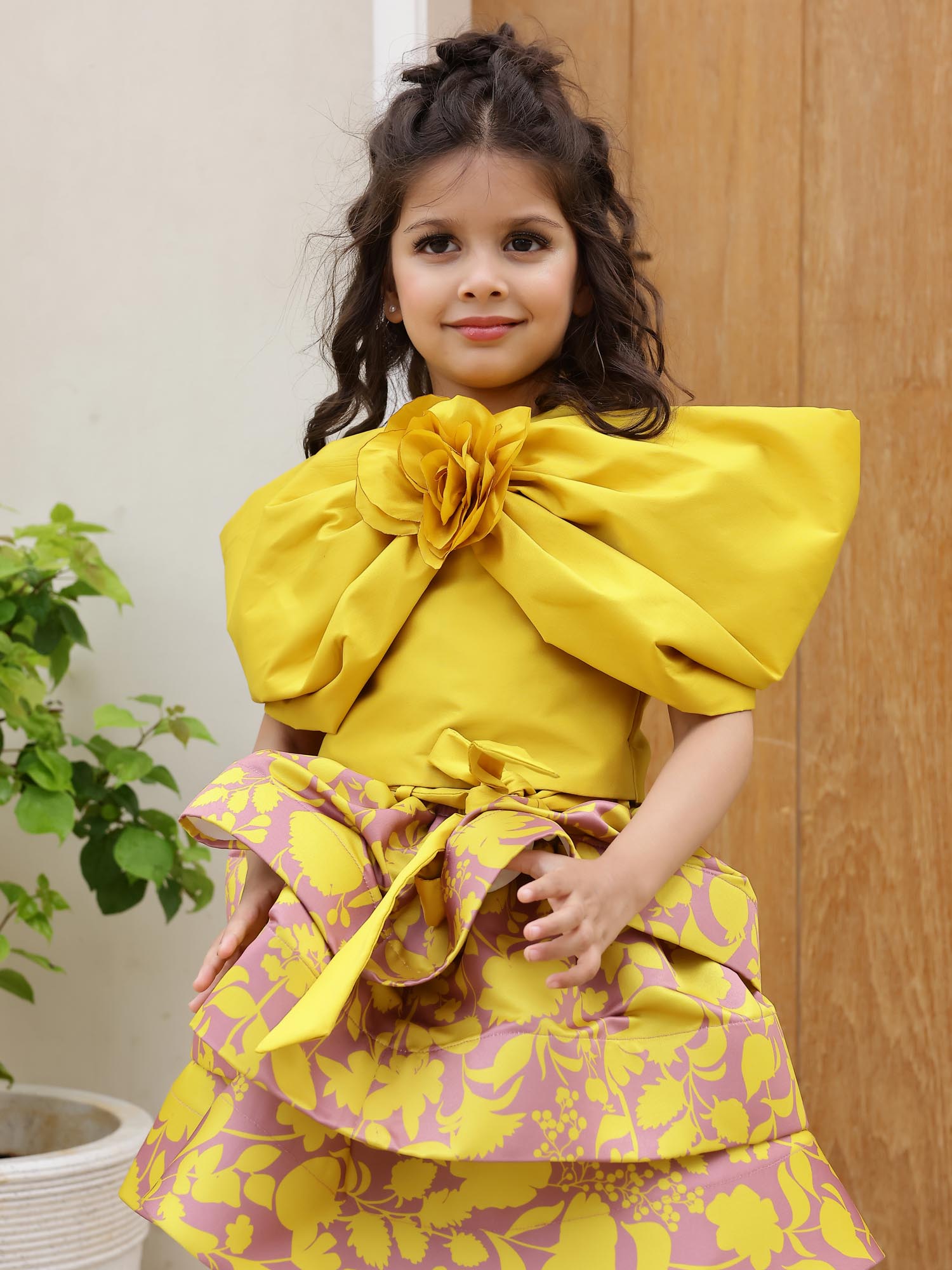 JANYAS CLOSET Yellow Petal Skirt Top